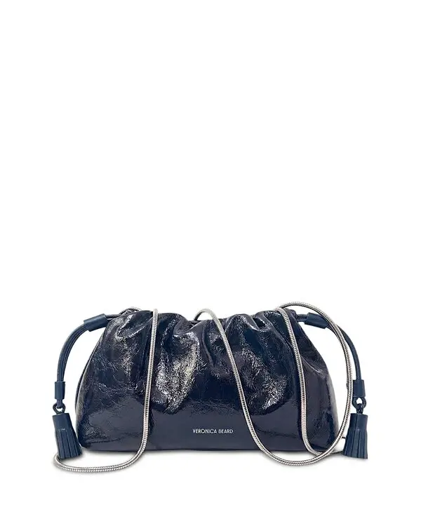 Veronica Beard Small Crinkle Leather Crossbody - Navy