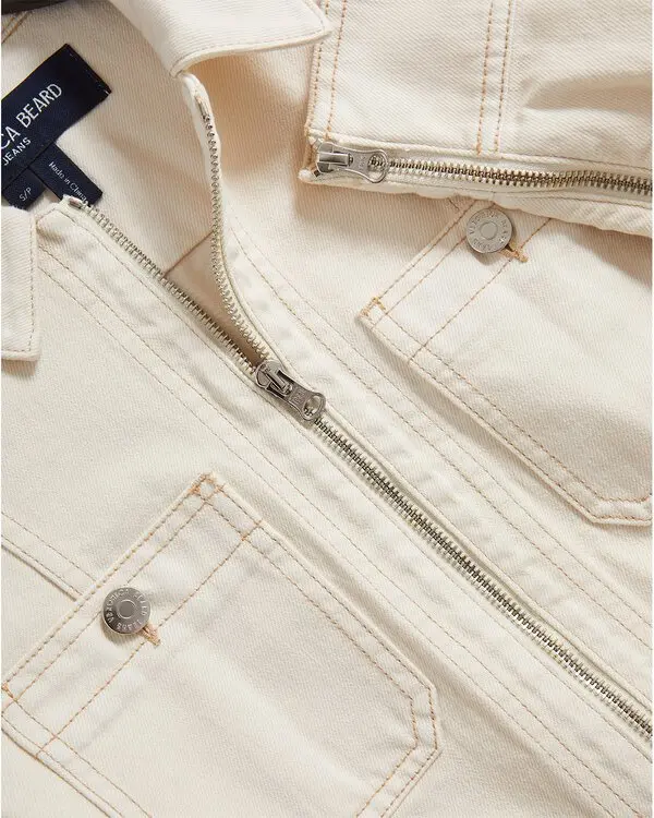 Veronica Beard Cropped Denim Jacket - Ecru