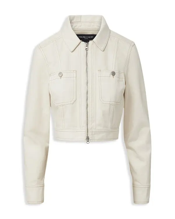 Veronica Beard Cropped Denim Jacket - Ecru