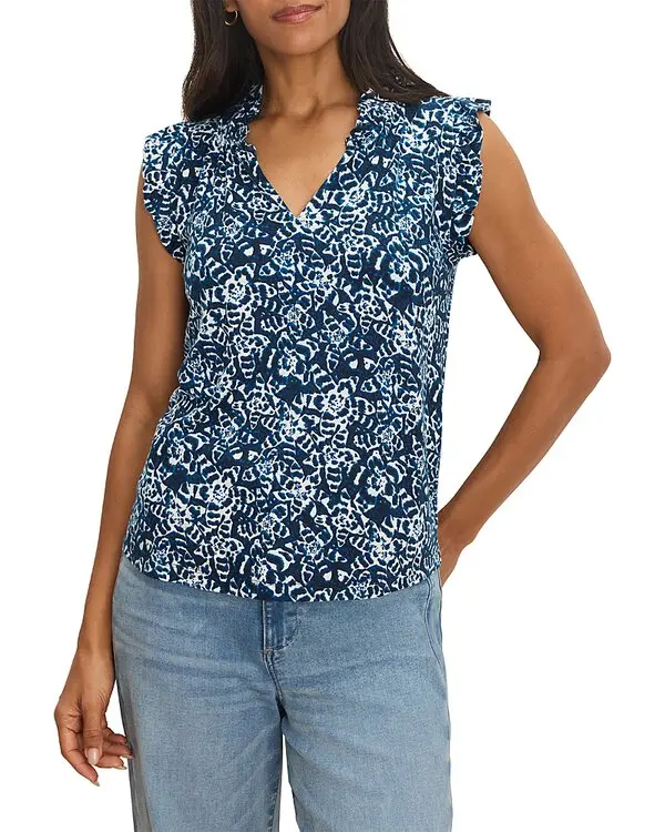 NIC+ZOE Soft Sleeve Top - Indigo Multi
