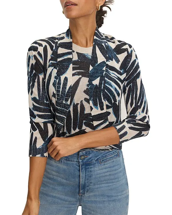 NIC+ZOE Painted Palms Bolero Cardigan - Indigo Multi