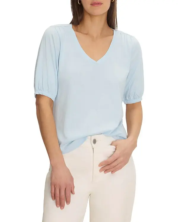 NIC+ZOE Elbow Sleeve V Neck Tee - Crystal