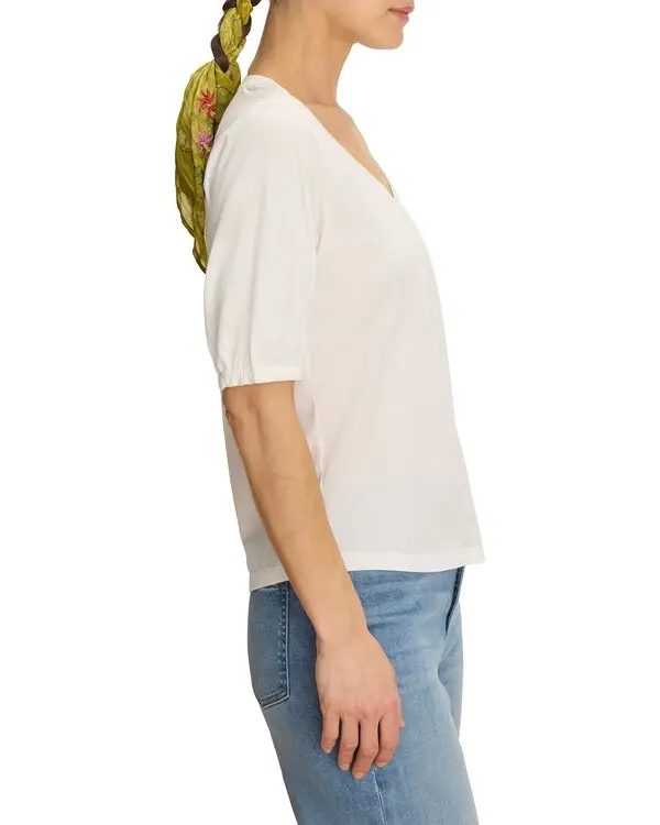 NIC+ZOE Elbow Sleeve V Neck Tee - Paper White