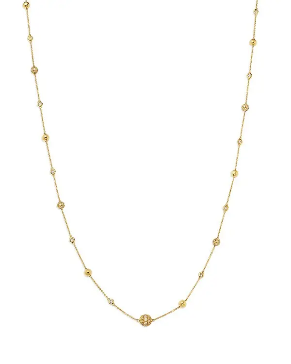 Bloomingdale'S Diamond Pave Ball & Bezel Station Necklace In 14k Yellow 1.0 Tcw - Gold