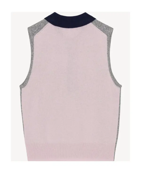 GANNI Sleeveless Polo Collar Top - Gray