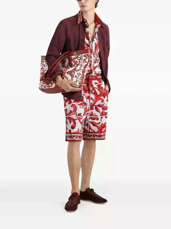 Dolce & Gabbana Majolica-print Striped Poplin Hawaii Shirt