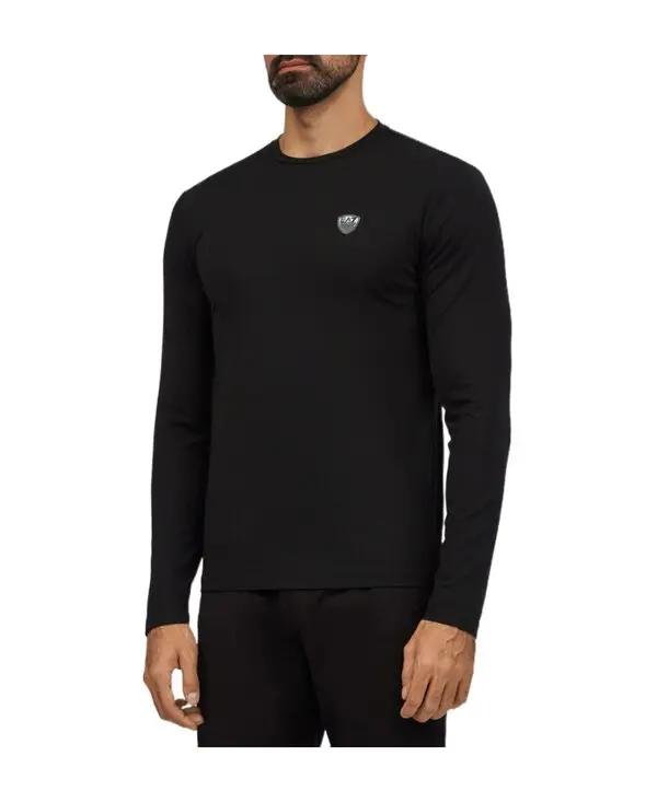 EA7 Logo Logo Long-sleeved T-shirt - Black