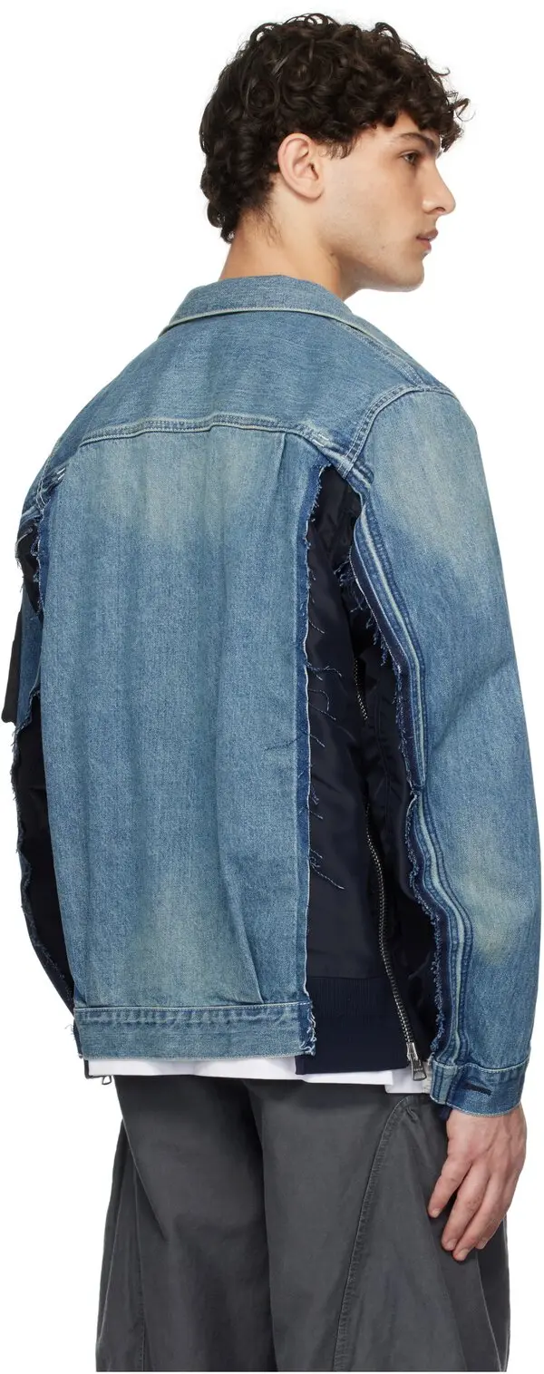 Sacai Denim And Nylon Paneled Jacket