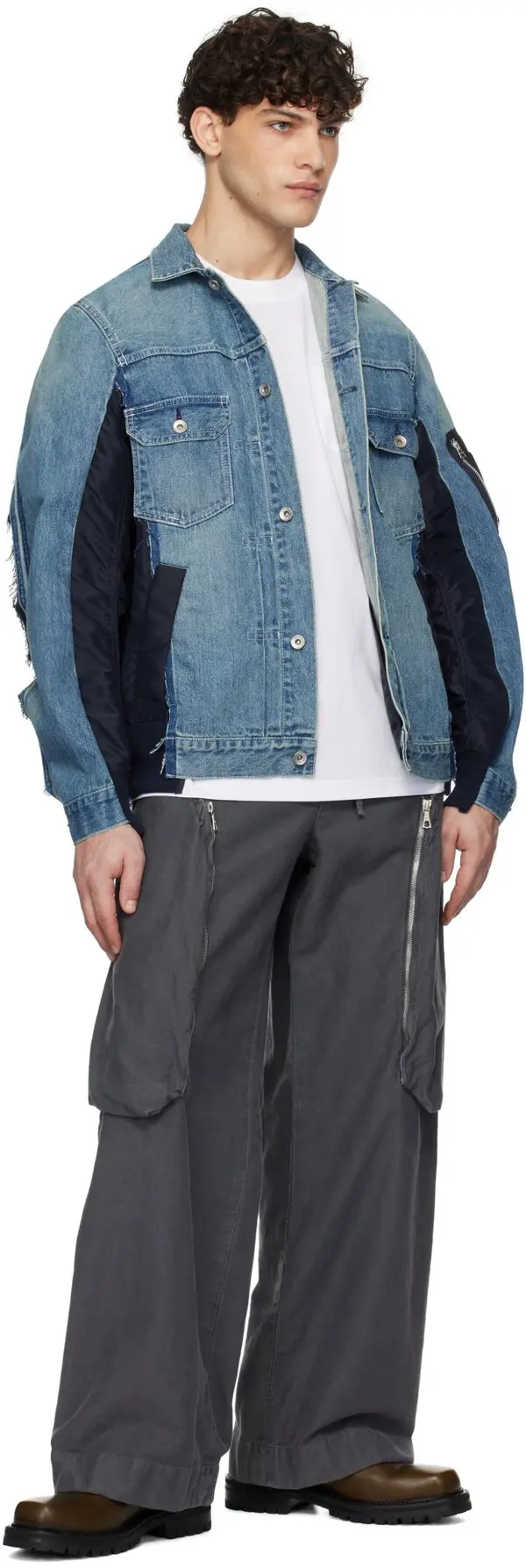Sacai Denim And Nylon Paneled Jacket