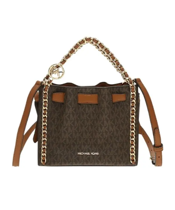 Michael Kors Mina Small Logo Chain Satchel Bag - Brown
