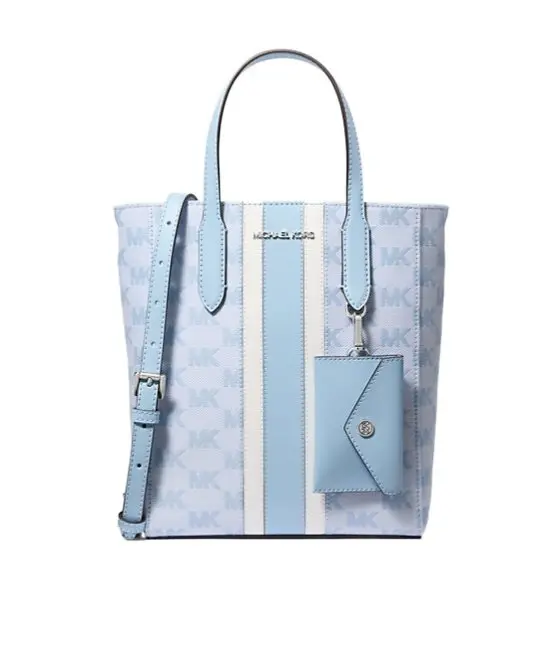 Michael Kors Vincent Small Logo Jacquard Tote Bag With Card Case - Blue