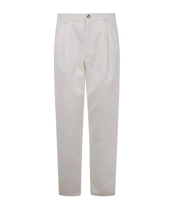 Brunello Cucinelli Pleated Chino Trousers - White