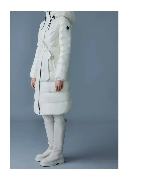 Mackage Coralia Down Coat With Hood And Sash Belt