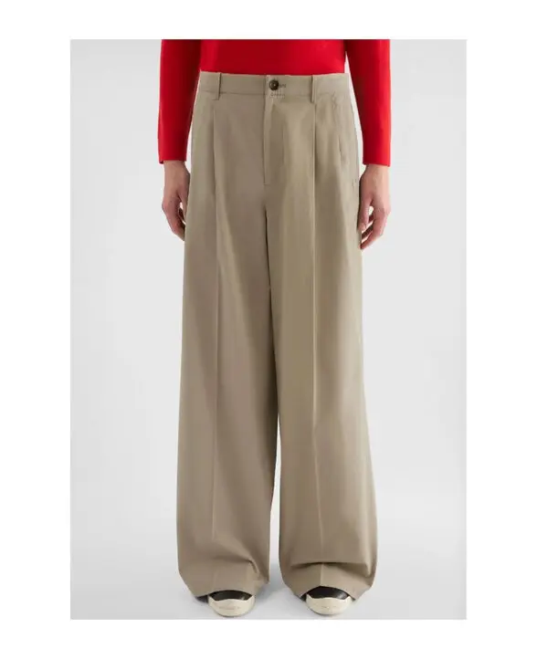 JIL SANDER Cotton Drill Wide-leg Trousers