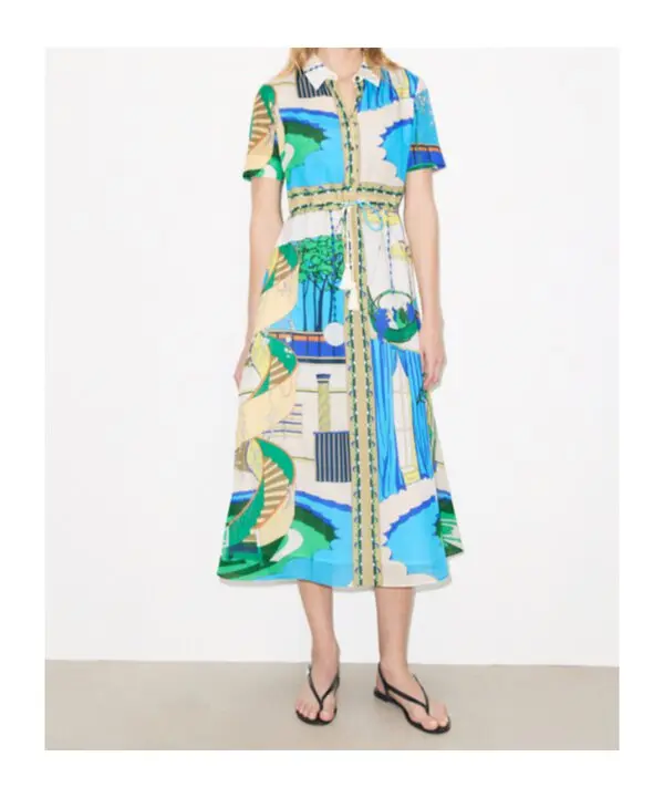 Tory Burch Graphic-print Midi Shirt Dress