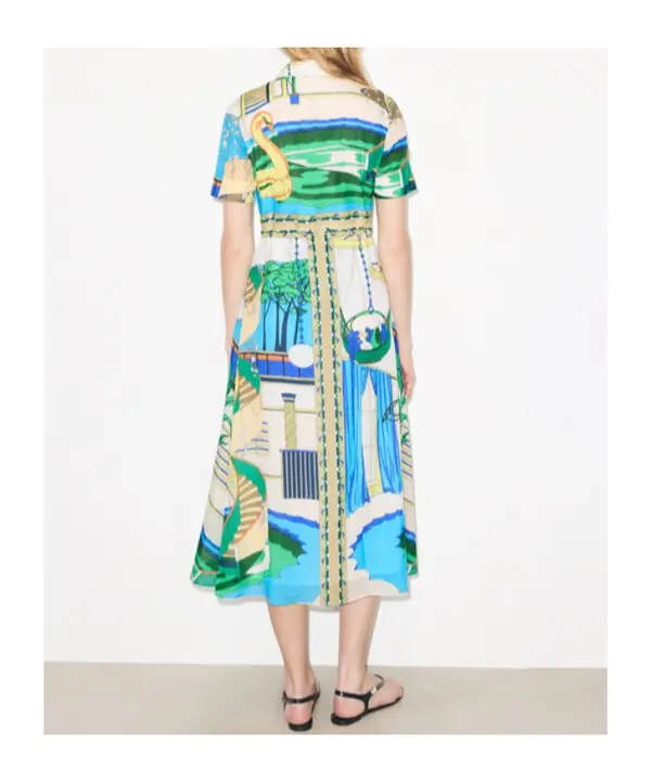 Tory Burch Graphic-print Midi Shirt Dress