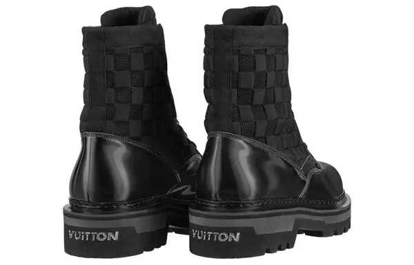 LOUIS VUITTON Flat Ranger Ankle Boots With Plaid Detail