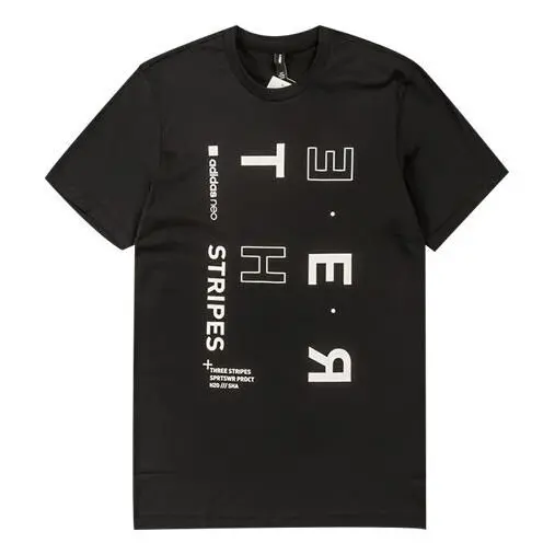 Adidas Neo Three Stripes Alphabet Printing Quick Dry Short Sleeve - Black