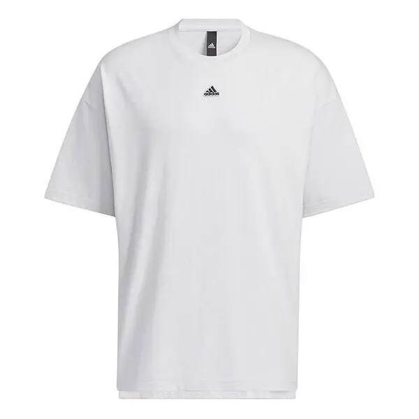 Adidas Solid Color Logo Printing Round Neck Short Sleeve Light Grey T-shirt - Default Color
