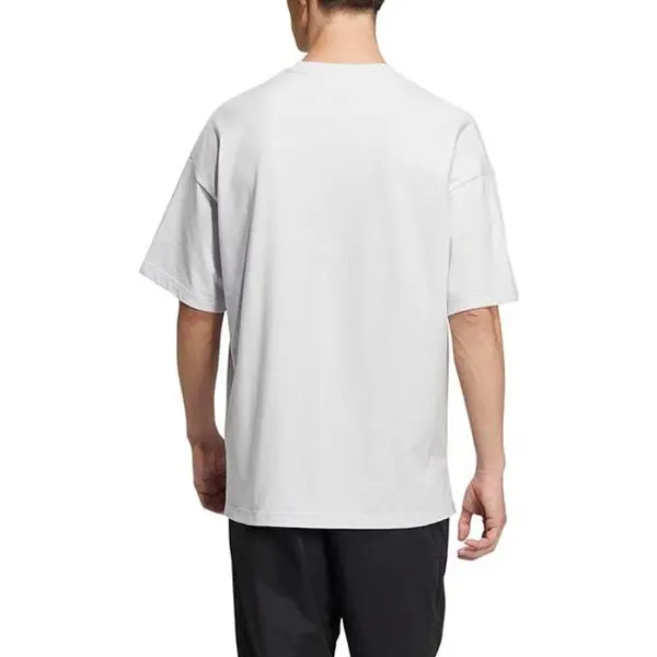 Adidas Solid Color Logo Printing Round Neck Short Sleeve Light Grey T-shirt