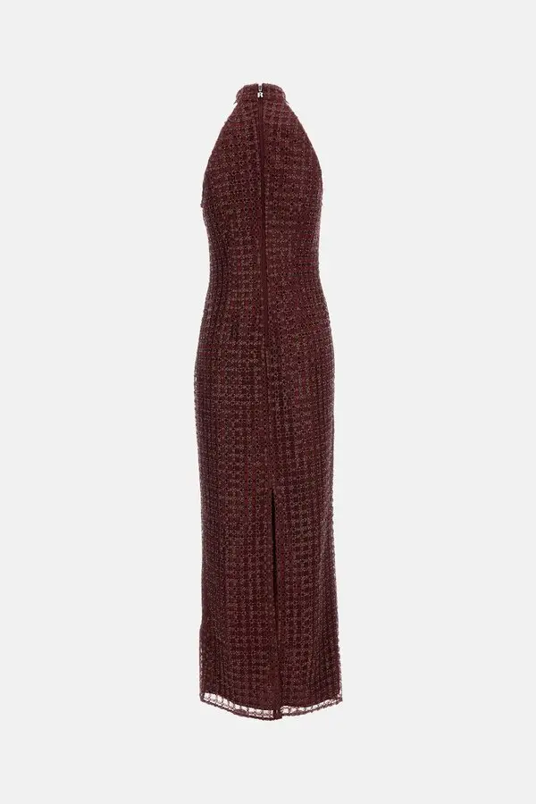 ROTATE BY BIRGER CHRISTENSEN Sequin Halter Neck Maxi Dress - Multicolor