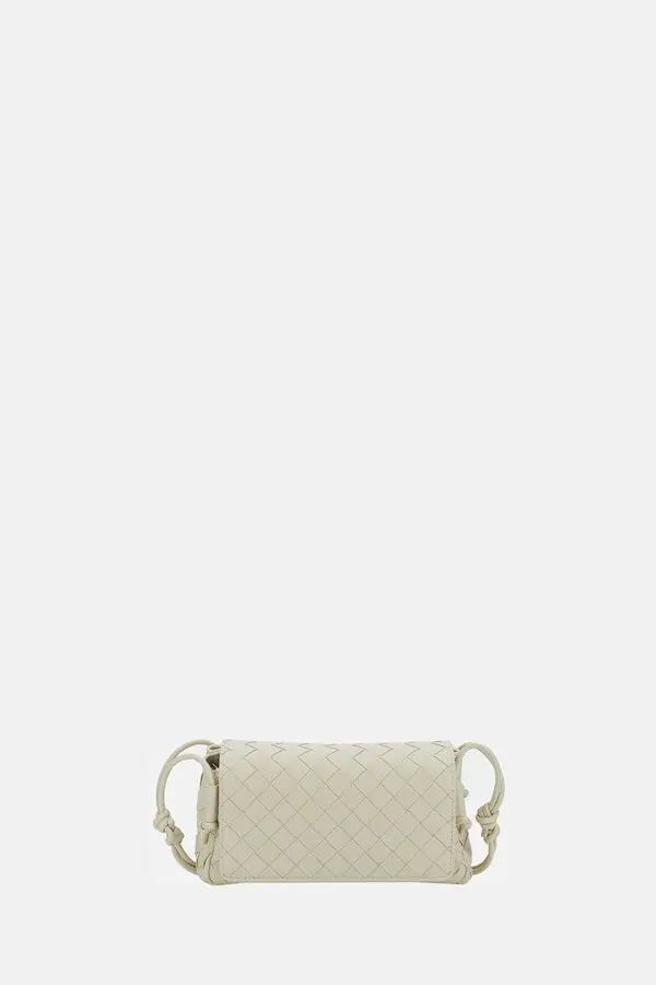 Bottega Veneta Notturno Pouch In White Nappa Leather With Intrecciato Motif - Multicolor