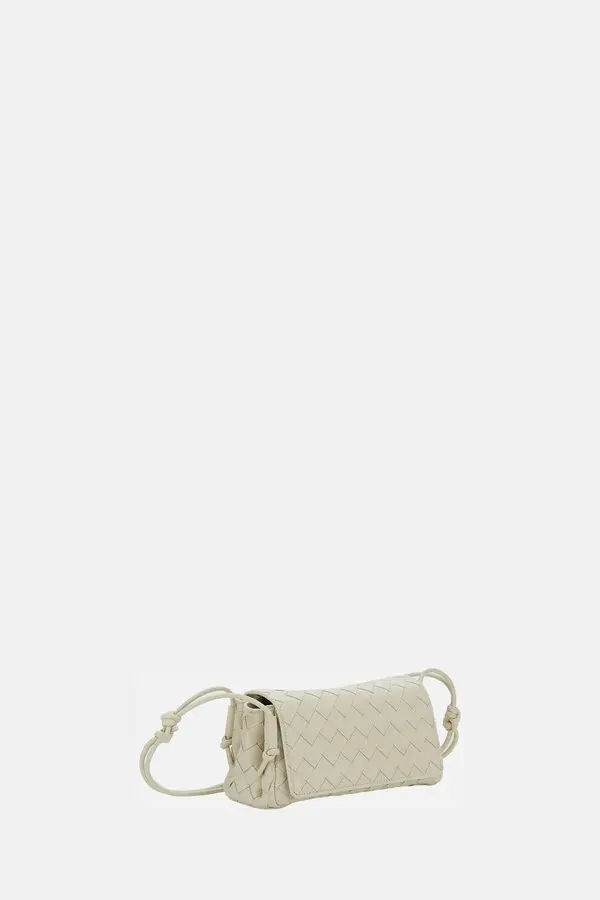 Bottega Veneta Notturno Pouch In White Nappa Leather With Intrecciato Motif