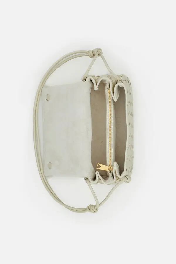 Bottega Veneta Notturno Pouch In White Nappa Leather With Intrecciato Motif
