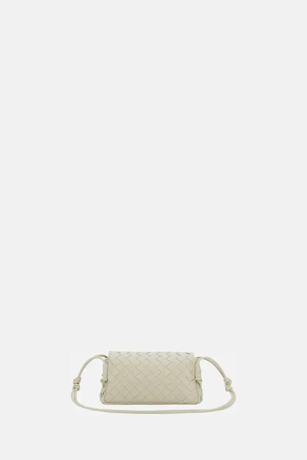 Bottega Veneta Notturno Pouch In White Nappa Leather With Intrecciato Motif