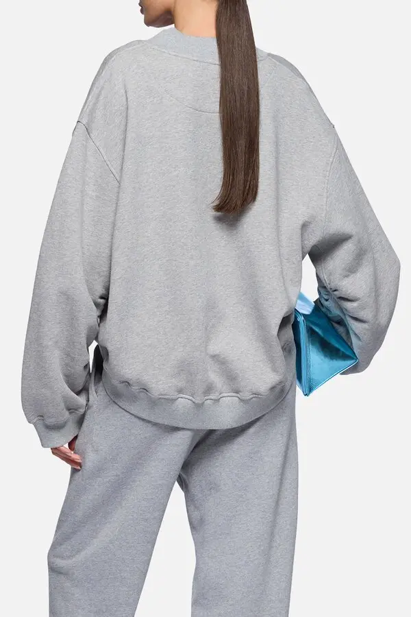 Attico V-neck Sweatshirt With Ruffle Detail