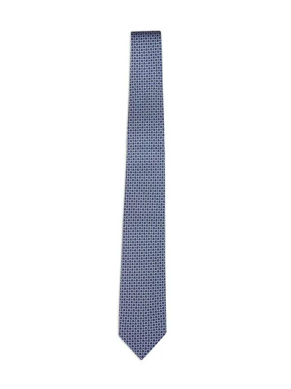 FERRAGAMO Silk Gancini Pattern Neck Tie - Multicolor