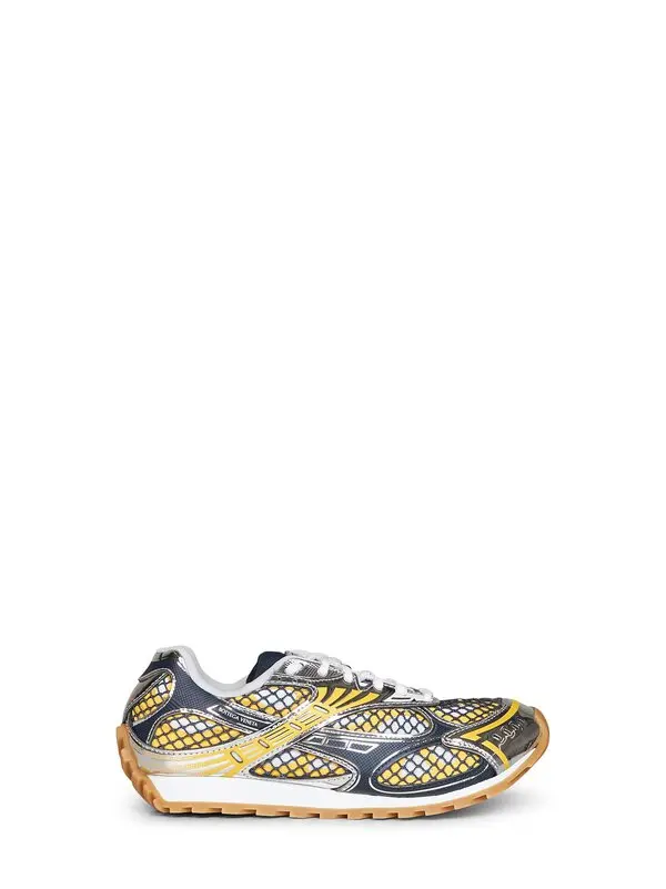 Bottega Veneta Taxi Yellow And Denim Technical Fabric And Mesh Orbit Sneakers - Multicolor