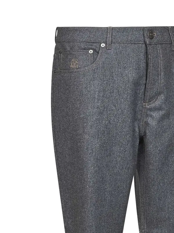 Brunello Cucinelli Virgin Wool Flannel Five-pocket Trousers - Multicolor