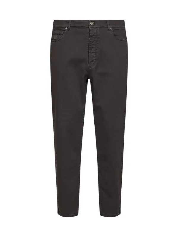 Brunello Cucinelli Dark Brown Garment-dyed Lightweight Comfort Denim Jeans - Multicolor