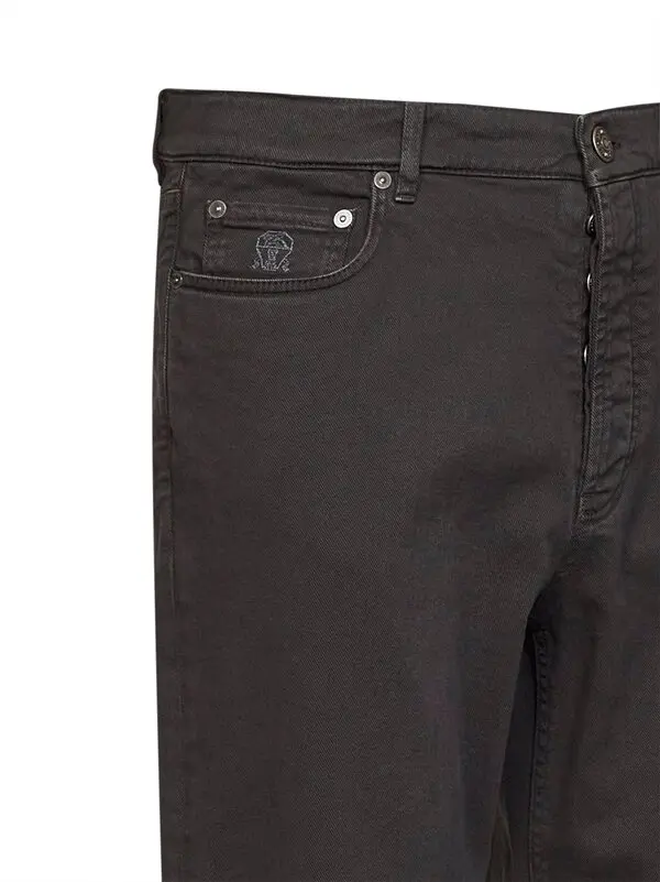 Brunello Cucinelli Dark Brown Garment-dyed Lightweight Comfort Denim Jeans - Multicolor