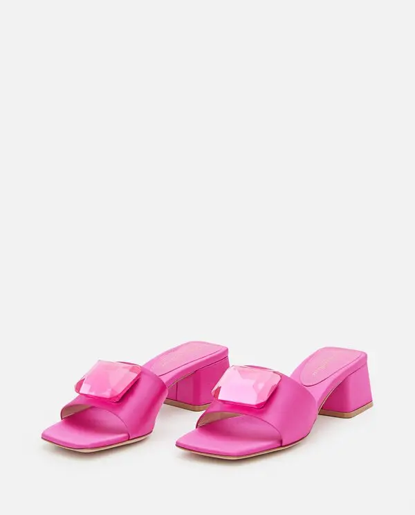 GIANVITO ROSSI Satin Sandals With Jewel Embellishment