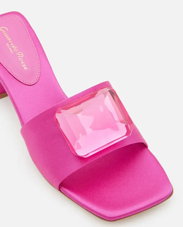 GIANVITO ROSSI Satin Sandals With Jewel Embellishment