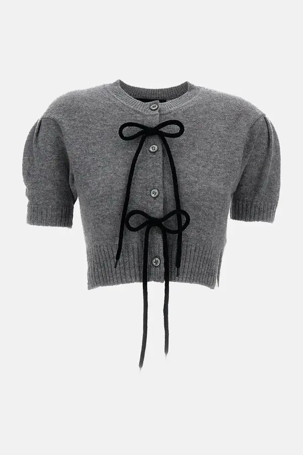Simone Rocha Cropped Cashmere Cardigan With Chenille Bows