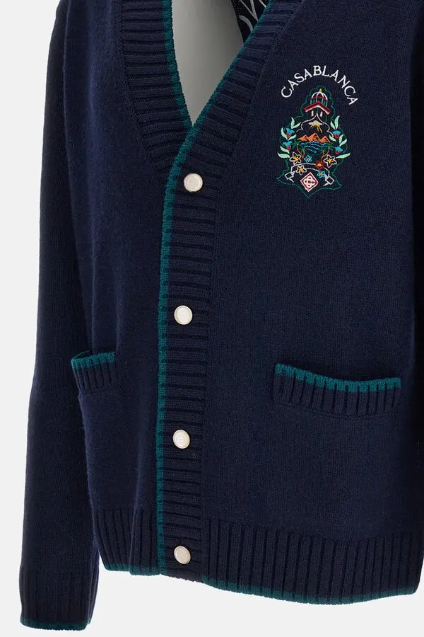 Casablanca Hotel Cardigan In Wool And Cashmere Blend - Multicolor