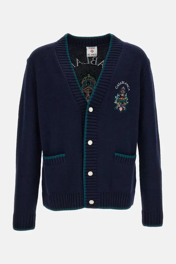 Casablanca Hotel Cardigan In Wool And Cashmere Blend - Multicolor