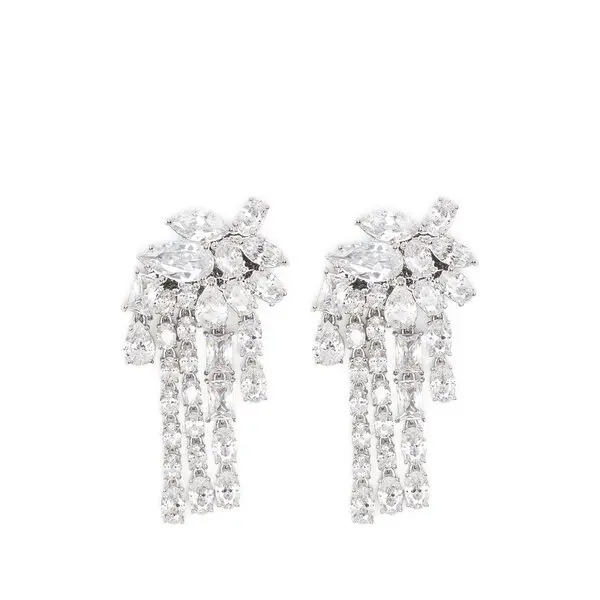 SELF-PORTRAIT Crystal Embellished Drop Earrings - Silver