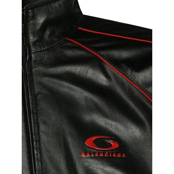 Balenciaga Leather Jacket With Logo Detail
