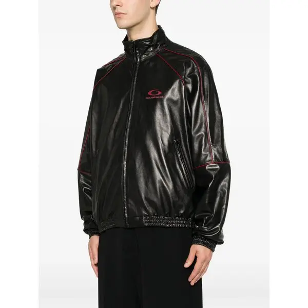 Balenciaga Leather Jacket With Logo Detail