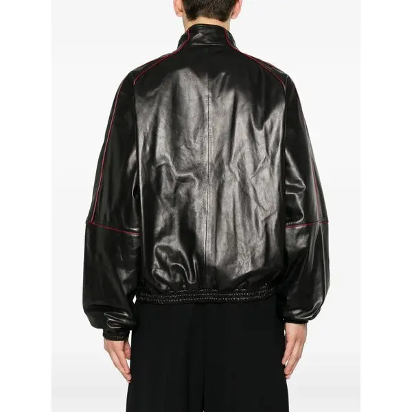 Balenciaga Leather Jacket With Logo Detail