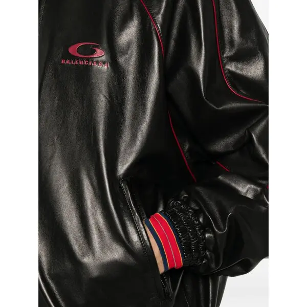 Balenciaga Leather Jacket With Logo Detail