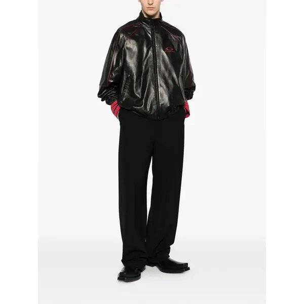 Balenciaga Leather Jacket With Logo Detail