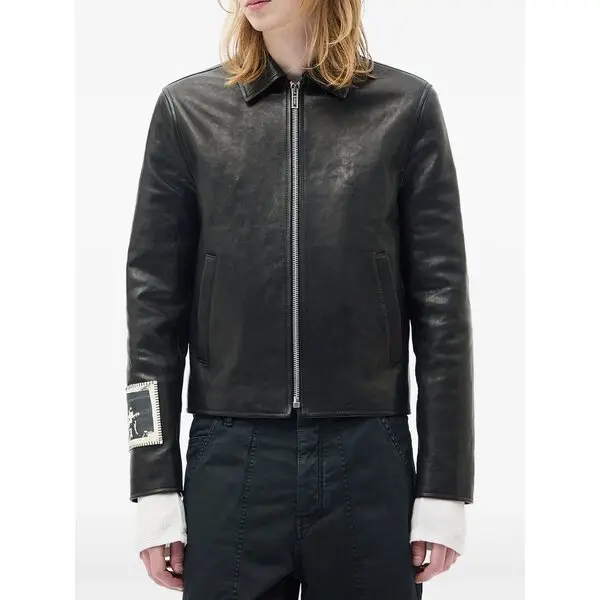 ANN DEMEULEMEESTER Leather Jacket With Lace-up Sleeves