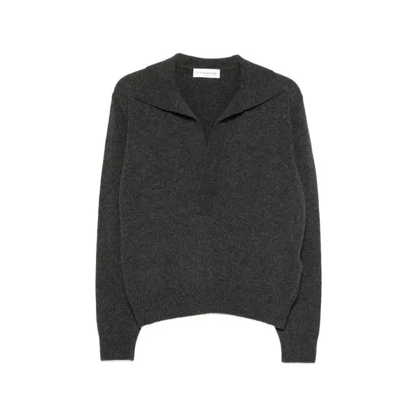 Victoria Beckham Dark Grey Wool Blend Knitwear Jumper - Gray
