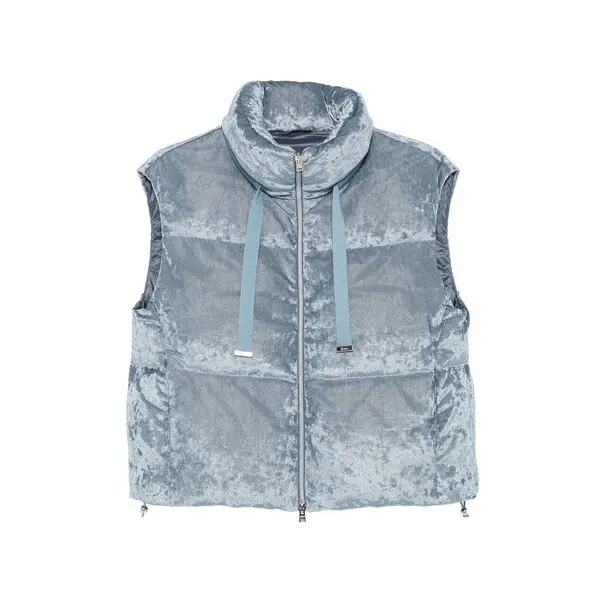 Herno Velour Quilted High Neck Vest - Blue