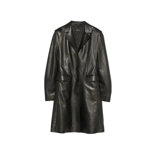 Gucci Leather Single-breasted Coat - Black